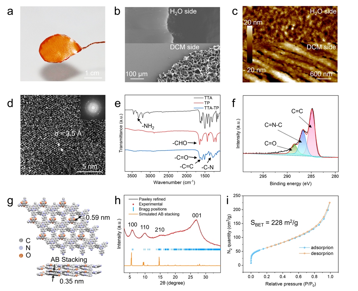 33. 界面聚合COF膜实现超低湿度检测和构建湿度致动器-新概念传感器与分子材料研究院